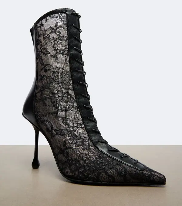 JIMMY CHOO Scarlett Leather-trimmed Lace Ankle Boots