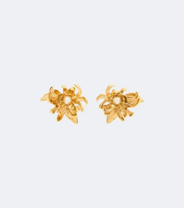 Oscar De La Renta Chrysanthemum Faux-pearl Stud Earrings - Gold