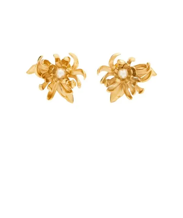 Oscar De La Renta Chrysanthemum Faux-pearl Stud Earrings - Gold