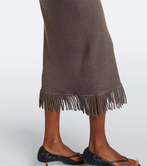 Simkhai Jordan Caped Wool And Cashmere Maxi Dress