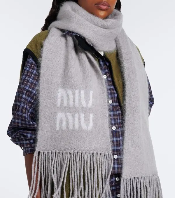 Miu Miu Fringed Mohair And Wool-blend Scarf