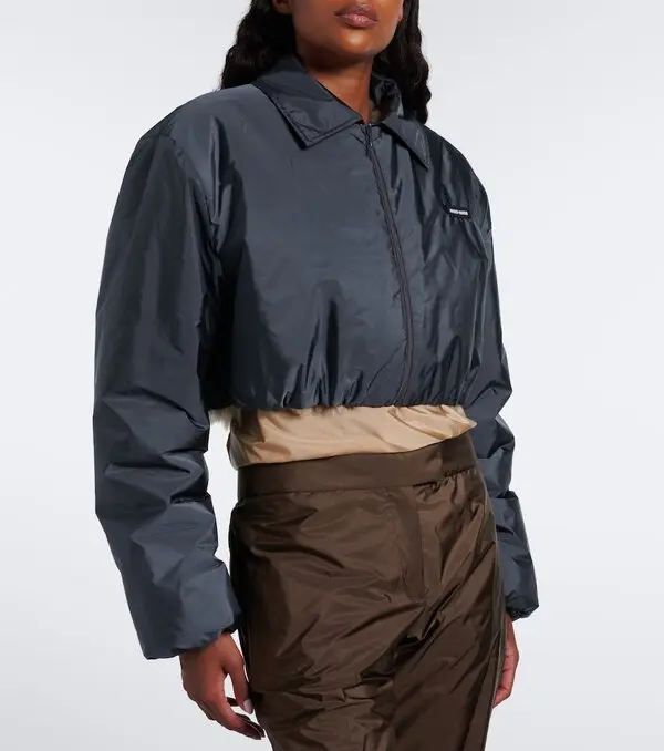 Miu Miu Cropped Shearling-lined Blouson Jacket