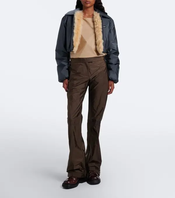 Miu Miu Cropped Shearling-lined Blouson Jacket