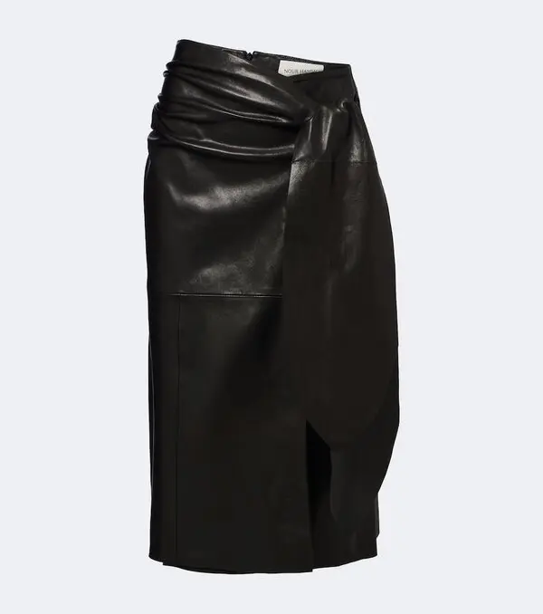 Nour Hammour Viret Leather Skirt