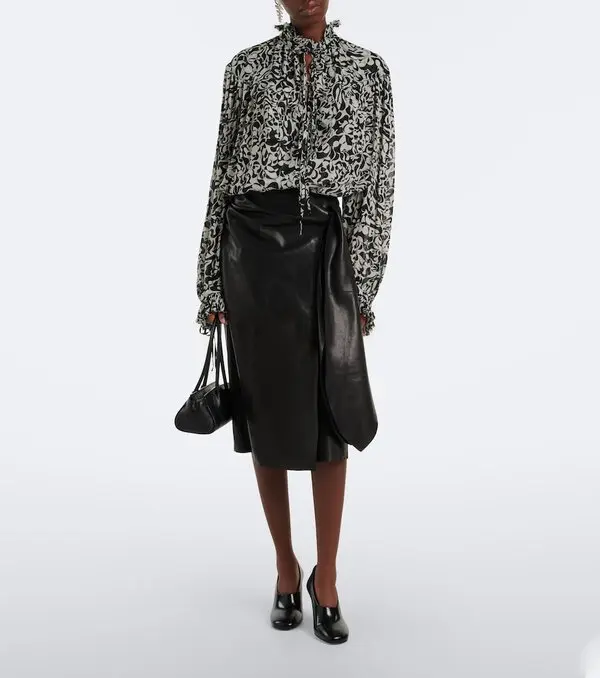 Nour Hammour Viret Leather Skirt