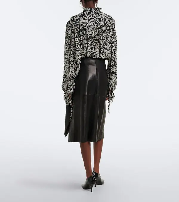Nour Hammour Viret Leather Skirt