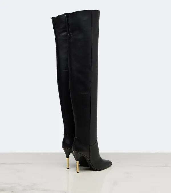 Valentino Garavani Vlogo Leather Over-the-knee Boots