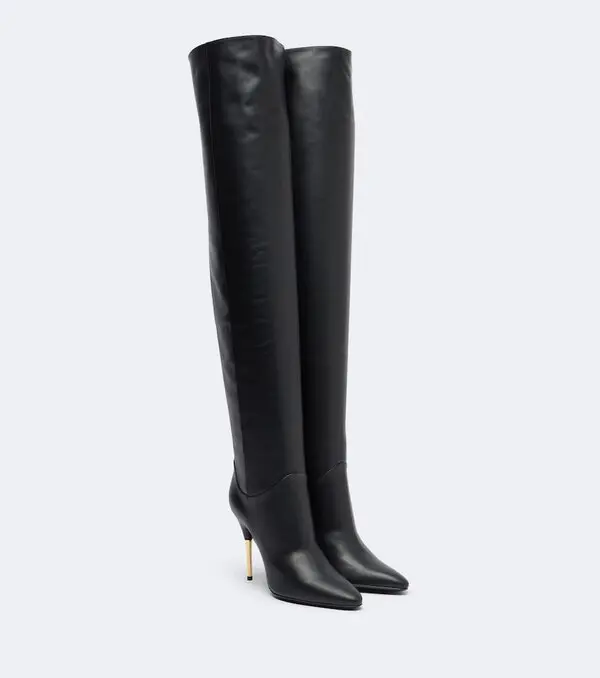 Valentino Garavani Vlogo Leather Over-the-knee Boots - Black