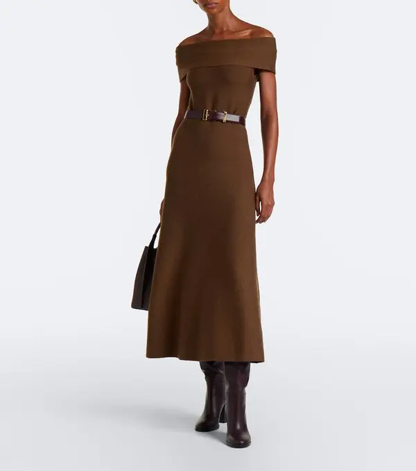 Simkhai Camilla Wool Midi Dress - Brown