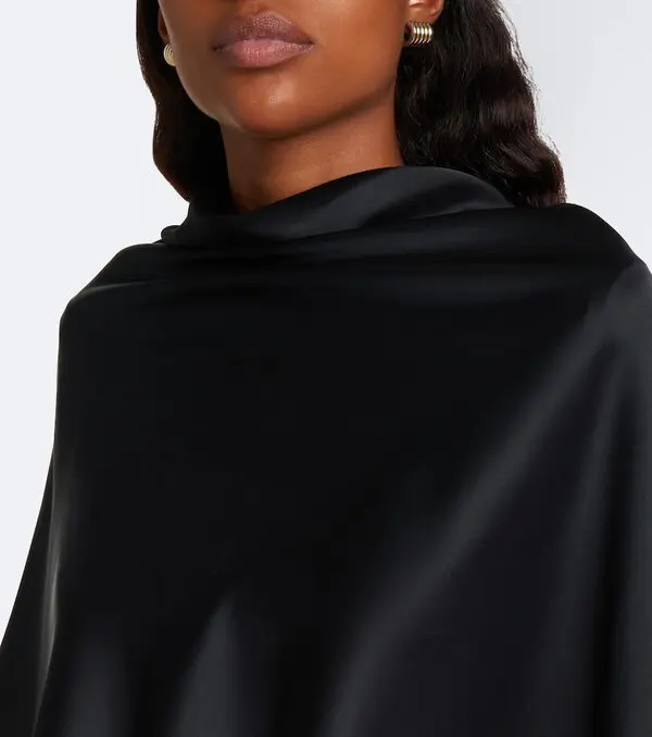 RÓHE Caped Satin Top - Black