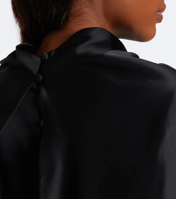RÓHE Caped Satin Top - Black