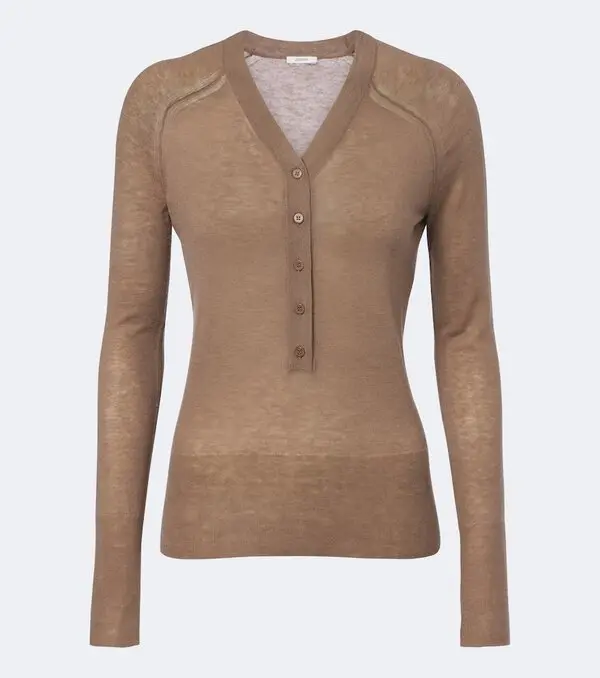 JOSEPH Reem Cashmere Henley Shirt - Beige