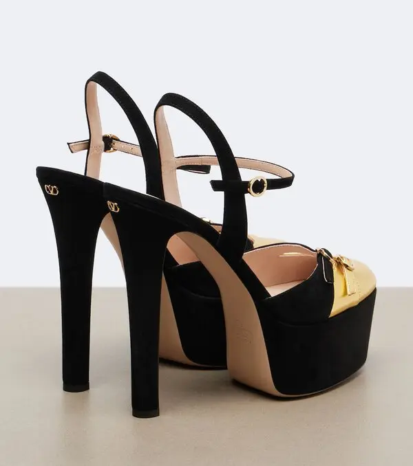 Valentino Garavani Crasher Suede And Leather Platform Sandals