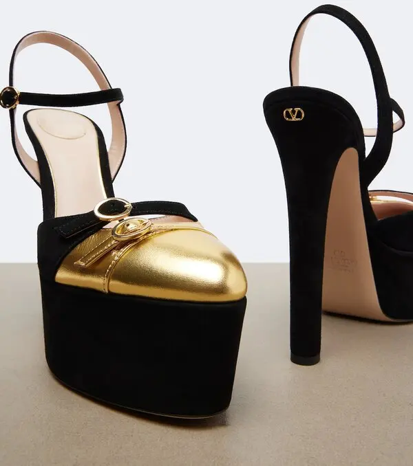 Valentino Garavani Crasher Suede And Leather Platform Sandals