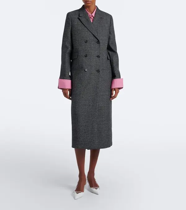 Prada Checked Virgin Wool Coat