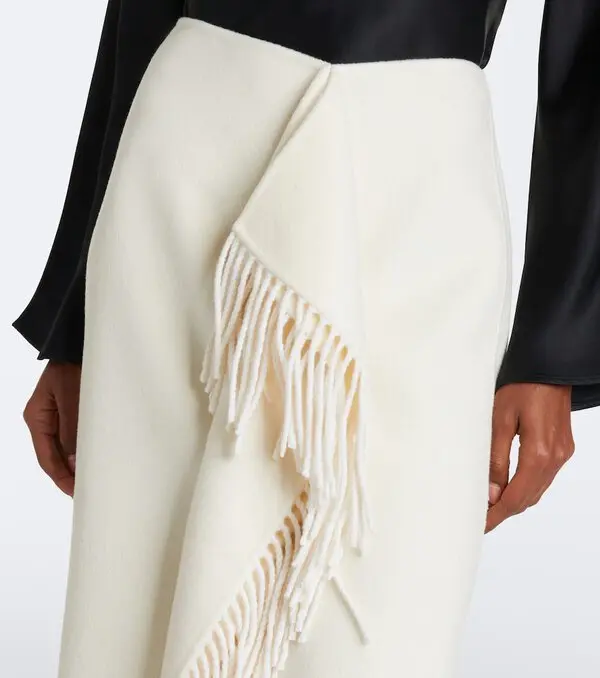 RÓHE Fringed Wool And Cashmere Midi Skirt