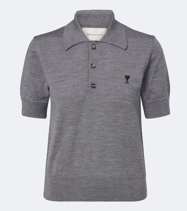 AMI Paris De Coeur Wool Polo Shirt