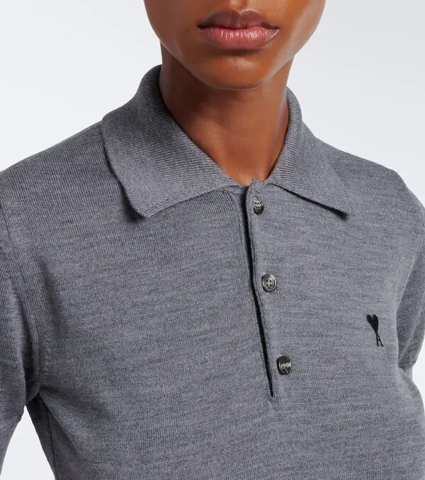 AMI Paris De Coeur Wool Polo Shirt