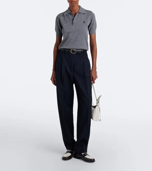 AMI Paris De Coeur Wool Polo Shirt