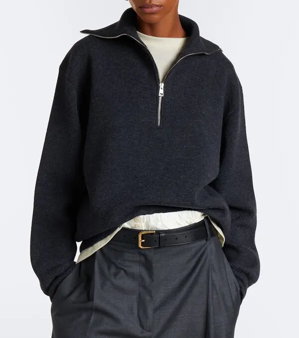 RÓHE Wool And Cashmere Half-zip Sweater - Grey