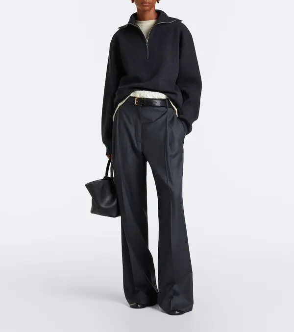 RÓHE Wool And Cashmere Half-zip Sweater - Grey