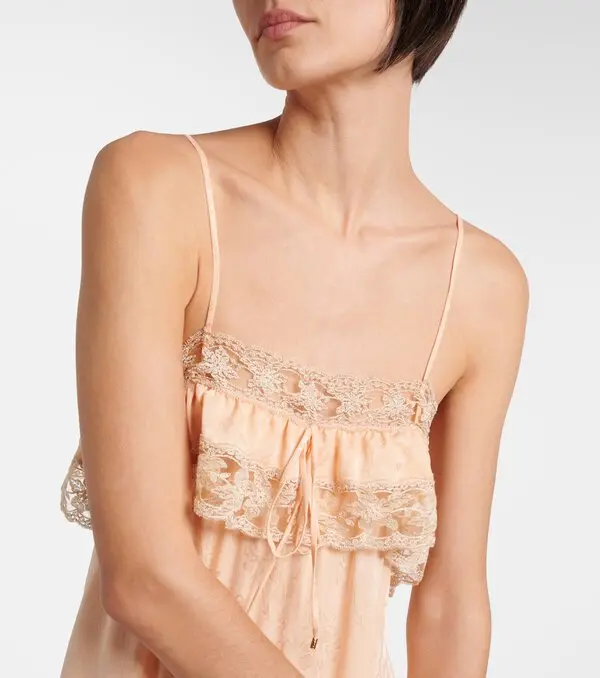 Chloé Lace-trimmed Silk Jacquard Midi Dress