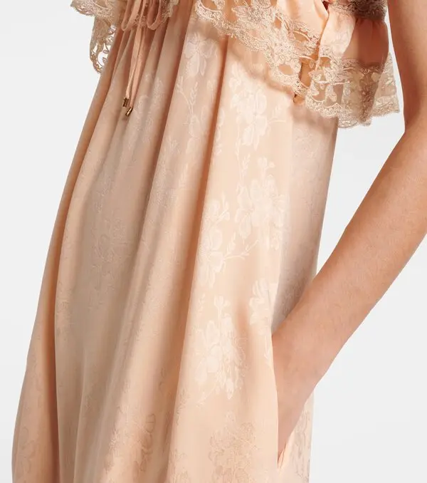Chloé Lace-trimmed Silk Jacquard Midi Dress
