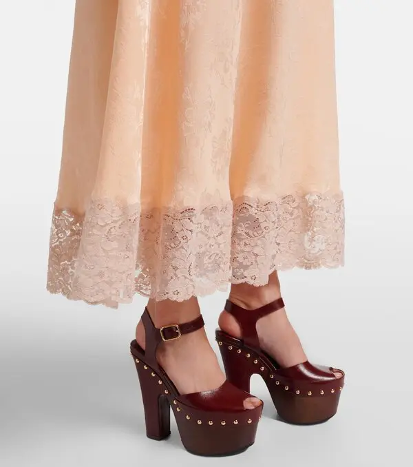 Chloé Lace-trimmed Silk Jacquard Midi Dress