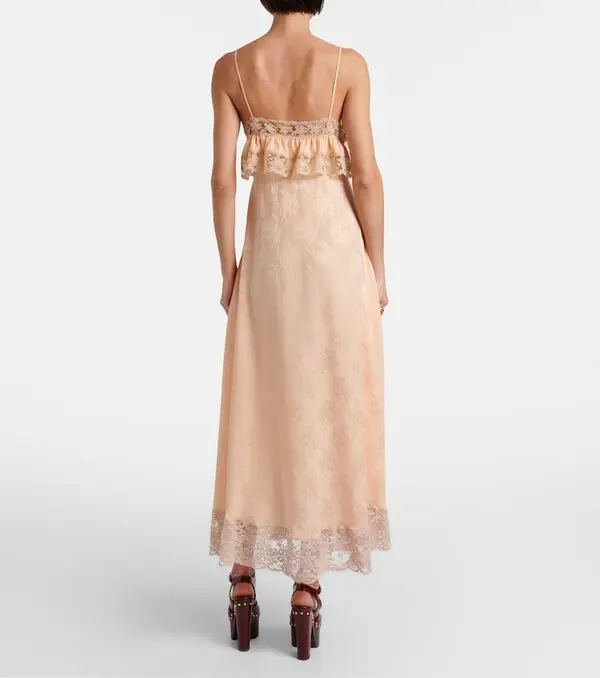 Chloé Lace-trimmed Silk Jacquard Midi Dress