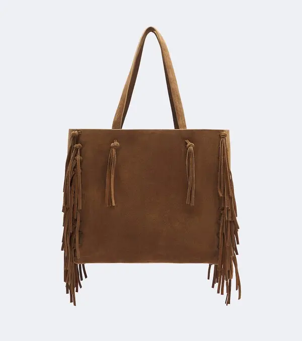 NILI LOTAN Joni Fringed Suede Tote Bag - Brown