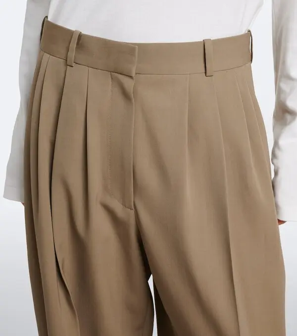 THE ROW Daniela Pleated Wool Wide-leg Pants