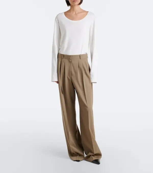 THE ROW Daniela Pleated Wool Wide-leg Pants