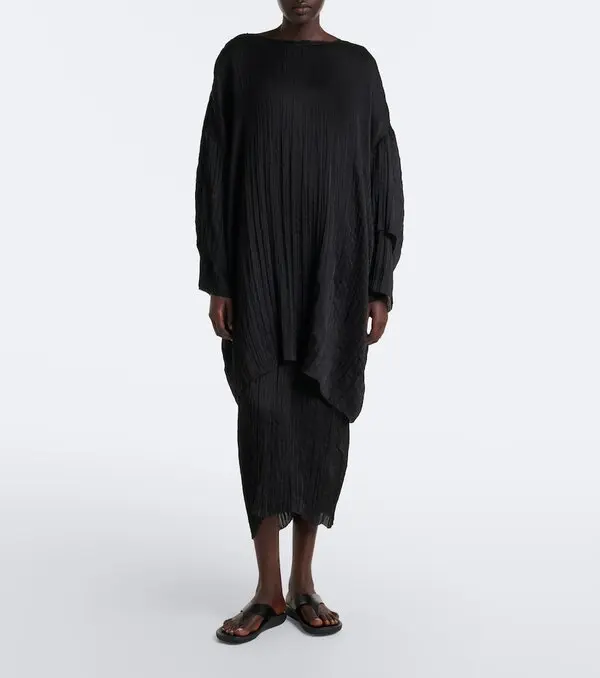 THE ROW Joma Pleated Silk Midi Dress