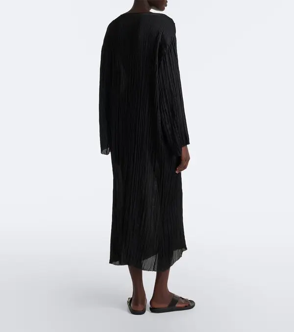 THE ROW Joma Pleated Silk Midi Dress