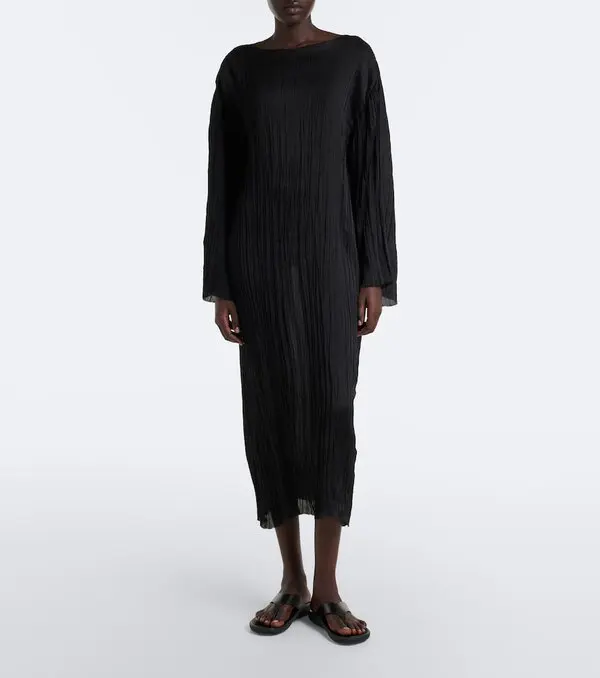 THE ROW Joma Pleated Silk Midi Dress