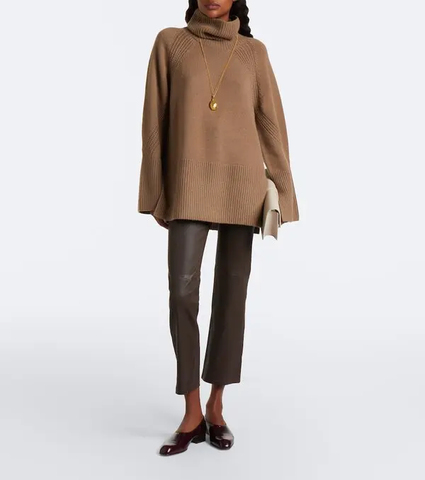 JOSEPH Duke Cropped Leather Flared Pants