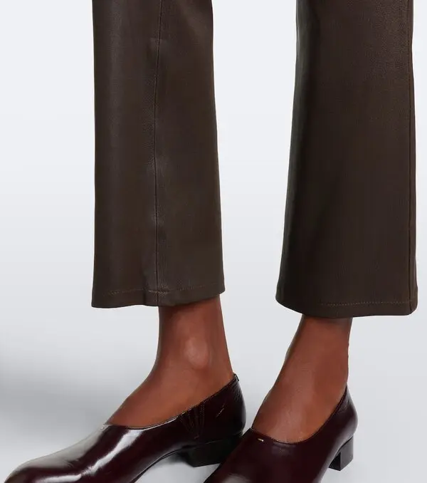 JOSEPH Duke Cropped Leather Flared Pants