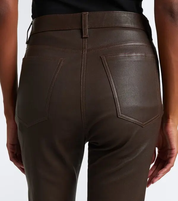 JOSEPH Duke Cropped Leather Flared Pants
