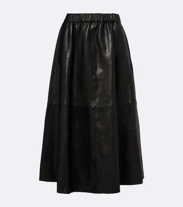 Nour Hammour Lenley Leather Skirt - Black