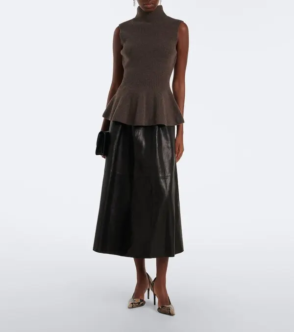 Nour Hammour Lenley Leather Skirt
