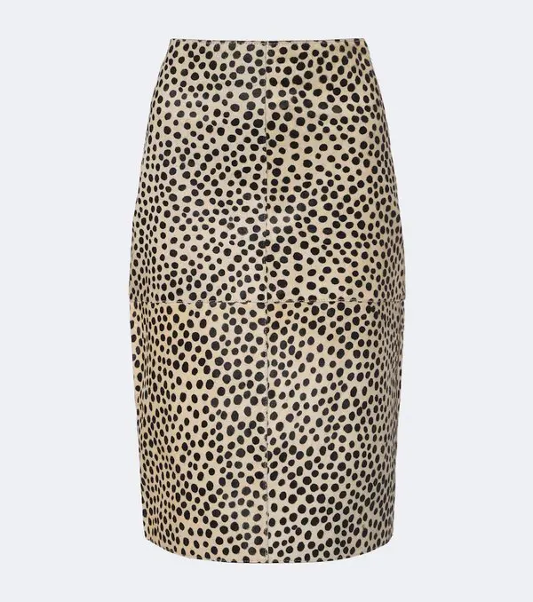 RÓHE Cheetah-print Calf Hair Pencil Skirt - Beige