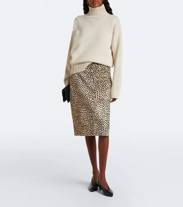 RÓHE Cheetah-print Calf Hair Pencil Skirt