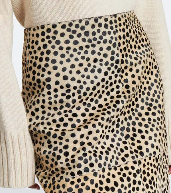 RÓHE Cheetah-print Calf Hair Pencil Skirt