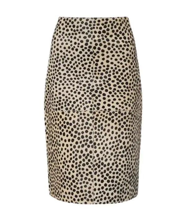 RÓHE Cheetah-print Calf Hair Pencil Skirt - Beige