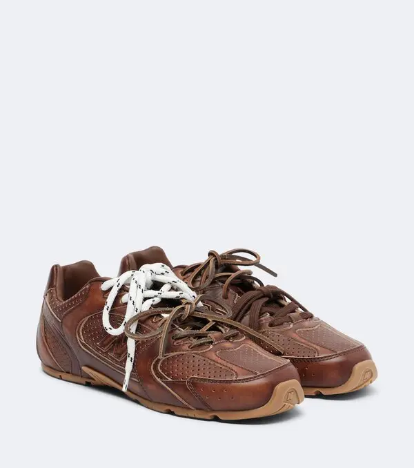 Miu Miu X New Balance 530 Sl Leather Sneakers - Brown
