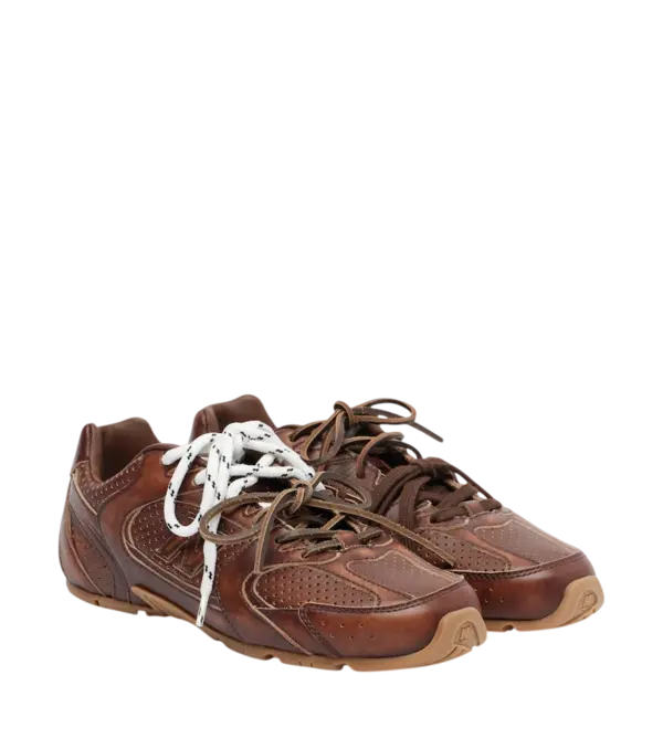 Miu Miu X New Balance 530 Sl Leather Sneakers - Brown