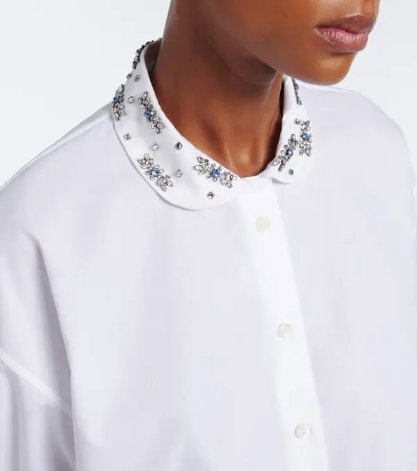 Prada Crystal-embellished Poplin Shirt