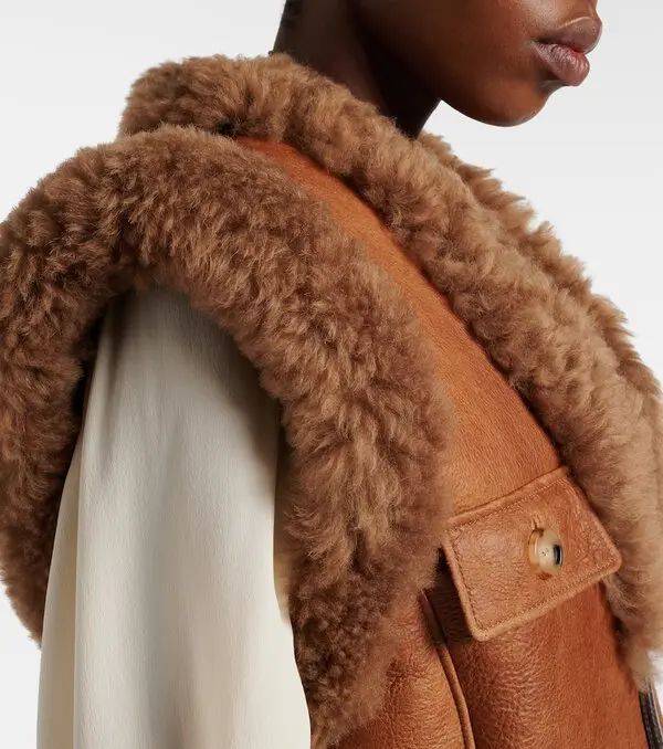 Chloé Shearling-trimmed Leather Vest