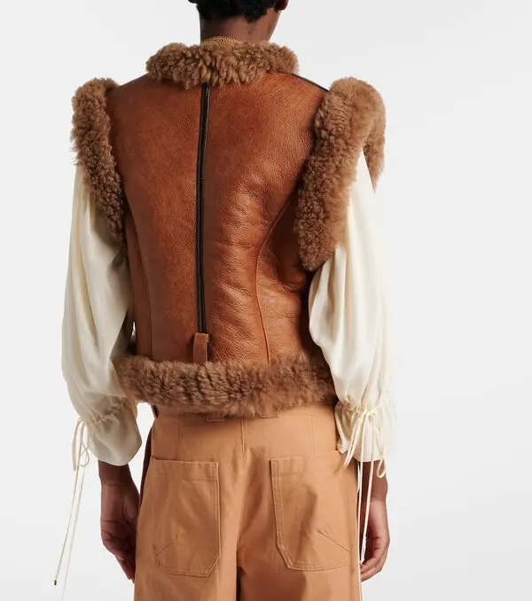 Chloé Shearling-trimmed Leather Vest