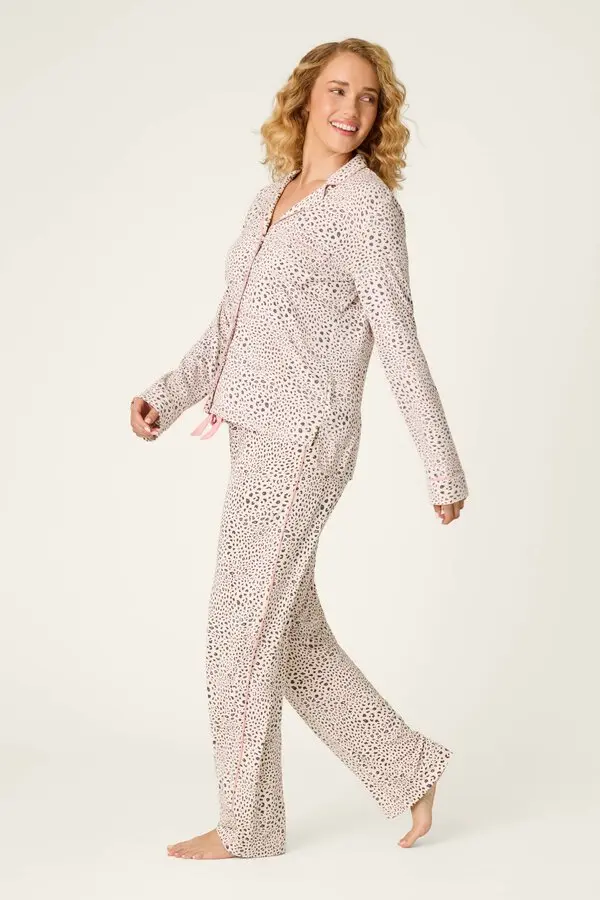 PJ Salvage Personalized Modal Dreams Leopard Print 3-piece Pajama Set